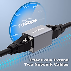 VCELINK RJ45 Coupler, Shielded Ethernet Coupler POE Ethernet Cable Extender for Cat7/Cat6a/Cat6/Cat5e, Female to Female in-Line Coupler, 4 Pack