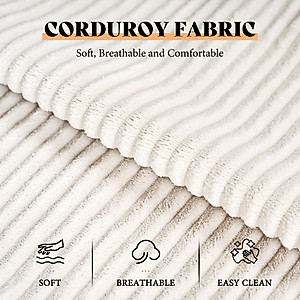 AMERLIFE 89in Couch, Comfy Sofa with Wood Legs, 3 Seater Modern Sofa- Deep Seat Couches for Living Room (Corduroy, White)