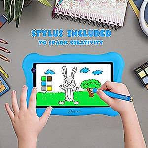 Contixo Kids Tablet V10+, 7-inch HD, Ages 3-7, Toddler Tablet with Camera, Parental Control, Android 10, 32GB, WiFi, Learning Tablet for Children with Teacher's Approved Apps and Kid-Proof Case, Blue
