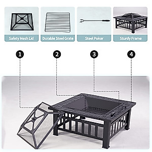 GRAND PATIO Outdoor Drayton 24in Round Concrete Wood Burning Patio Grill Fire Pit, Gray