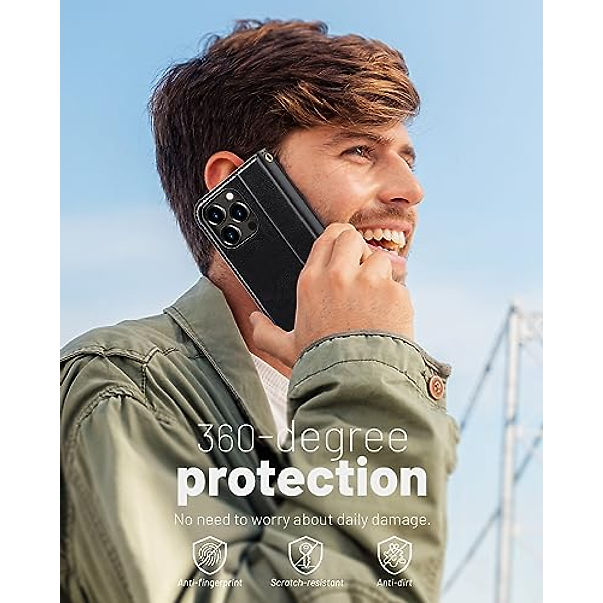 OCASE Compatible with iPhone 15 Pro Wallet Case, PU Leather Flip Folio Case with Card Holders RFID Blocking Kickstand [Shockproof TPU Inner Shell] Phone Cover 6.1 Inch 2023, Black