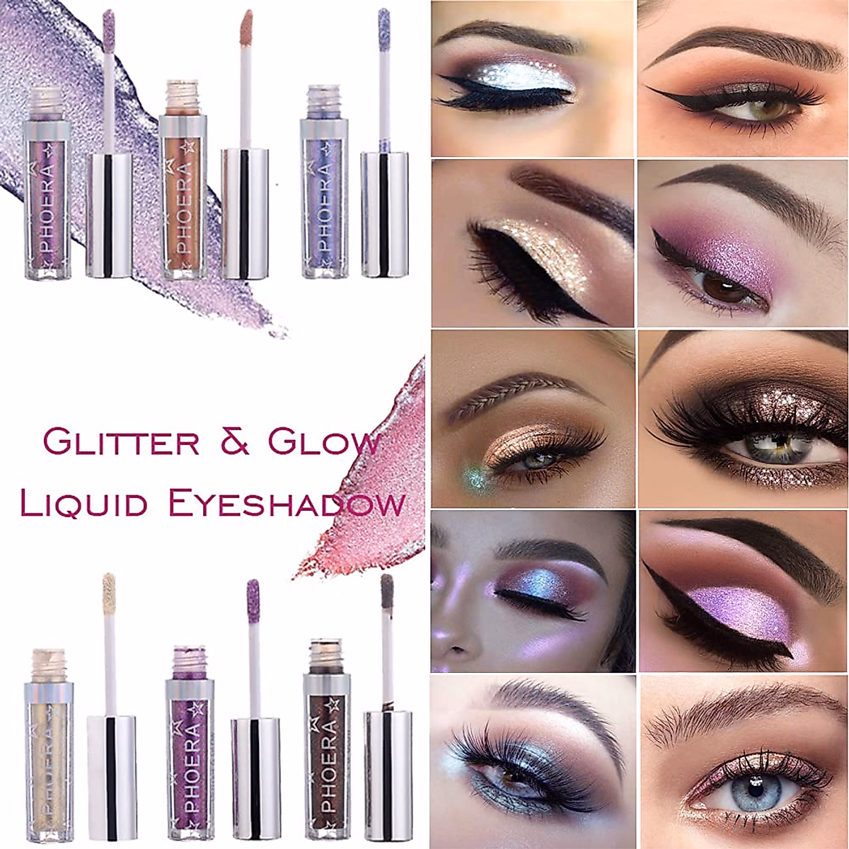 Glitter Eyeshadow, Makeup For Eyes Liquid Shimmer Sparkle Glow Light Colors Pencil Stick Shiny Long Lasting Waterproof Shining Eye Shadow Sets Metallic Pigments Metals Gloss Sparkling Pen Kit (A104)