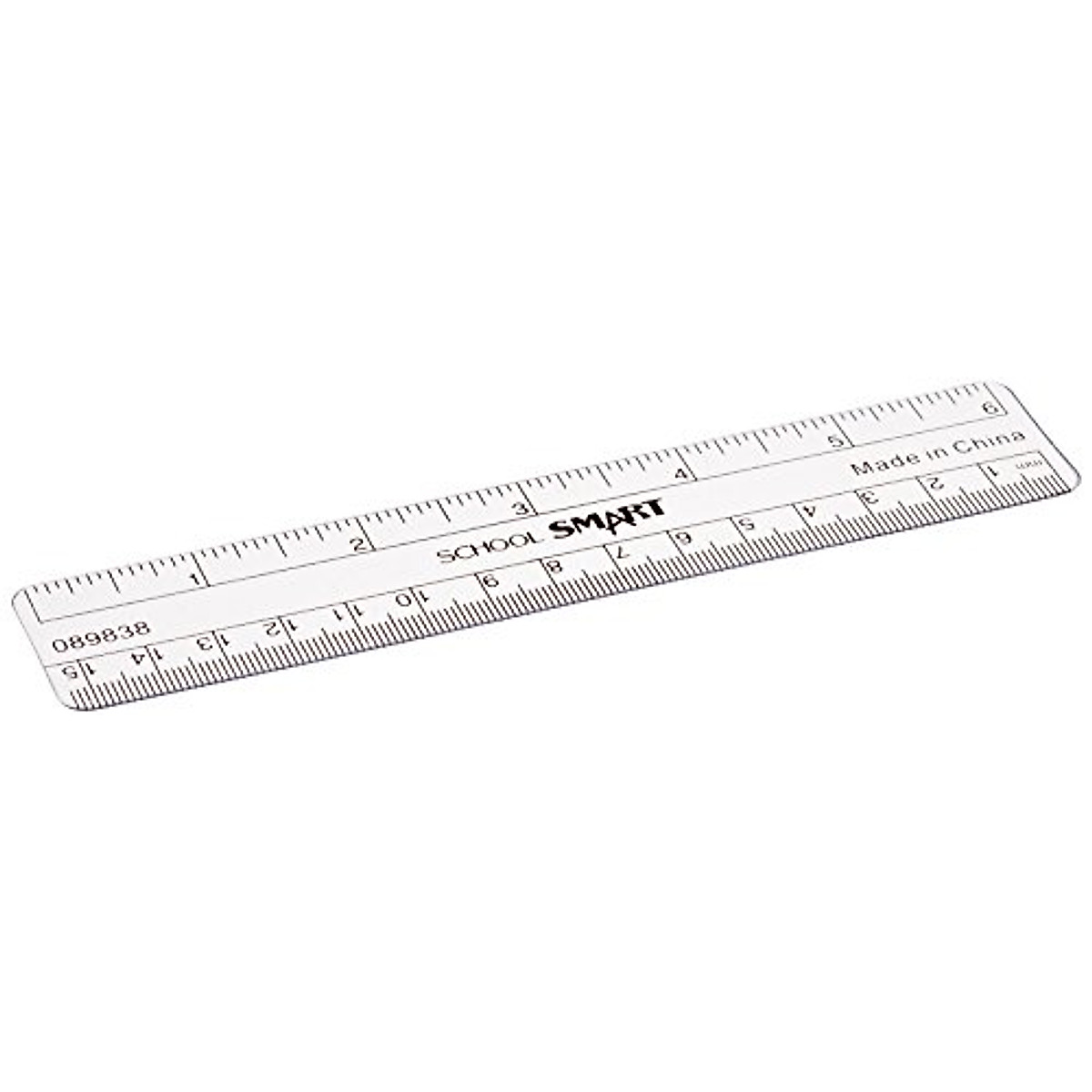 School Smart Plastic Ruler, Flexible, 6 in L, Clear