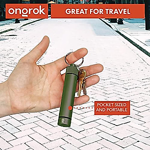ONGROK Premium Storage Tube, Keychain, Pocket-Sized, Airtight, Aluminum Metal Holder and Case (Green)