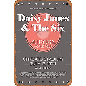 Yzixulet Daisy Jones & The Six - Aurora World Tour Poster BL Poster Retro Metal Tin Vintage Sign 12 X 8 Inch Home Bar Man Cave Wall Decor