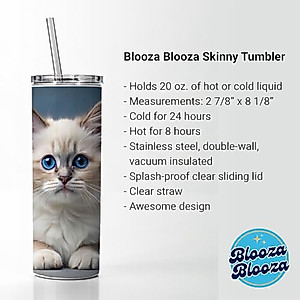 Ragdoll Cat Kitten Photo Skinny Tumbler 20oz with Straw Insulated Water Bottle Gift