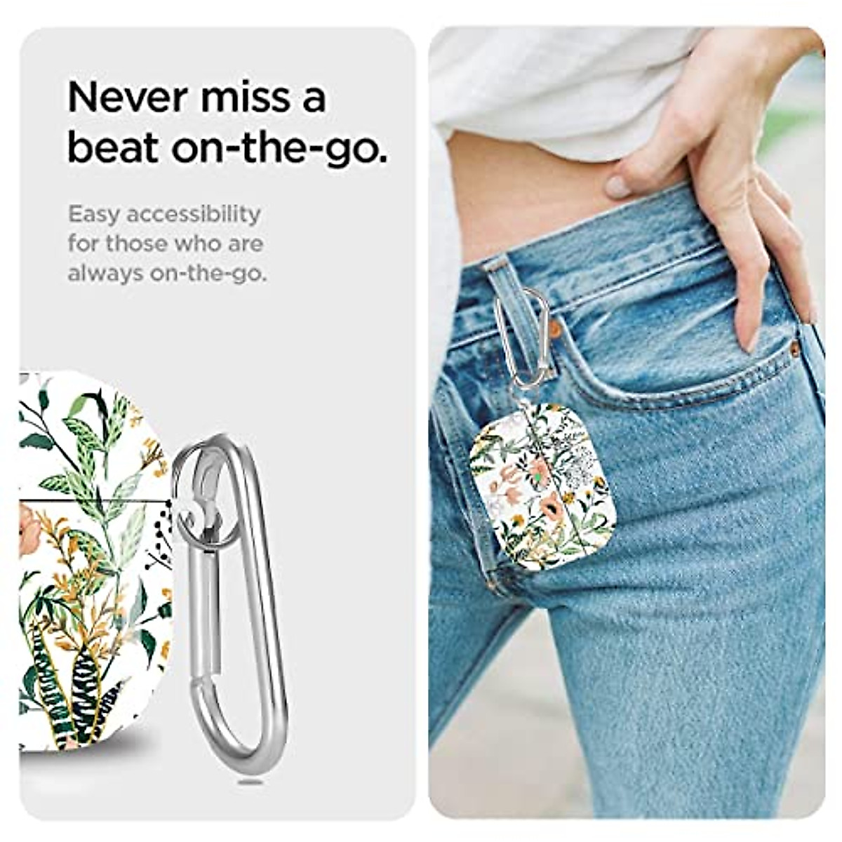 AirPods Pro Case Flower, Olytop Cute Hard Ladybugs Apple Airpods Pro Protective Case Cover Women Shockproof Cover Girls with Keychain for Apple AirPods Pro 2019 Charging Case - Flower/Cactus