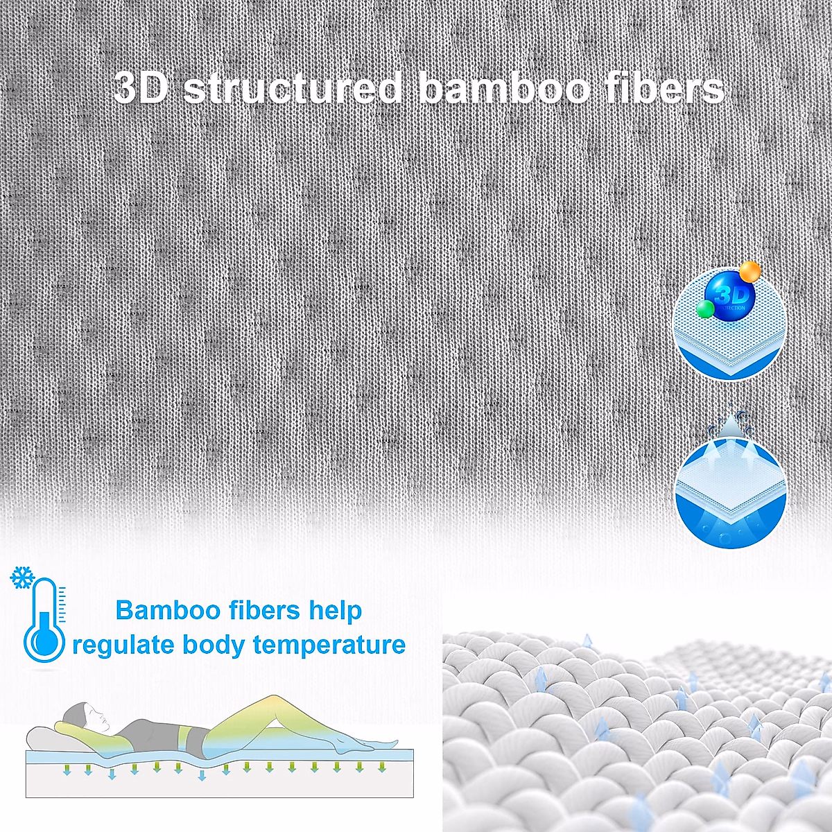 Hansleep Memory Foam Mattress Pad California King, Pillow Top Mattress Topper Cal King for Back Pain Relief with Egg Crate Gel Foam, Breathable Mattresses Cover with Deep Pocket, 78" x 80", Light Grey