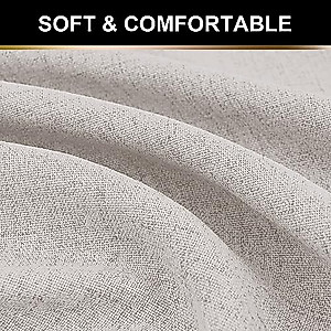 100% Blackout Shield Linen Blackout Curtains 84 Inches Long 2 Panels Set, Blackout Curtains for Bedroom/Living Room, Thermal Insulated Rod Pocket Window Curtains & Drapes, 50W X 84L, Beige