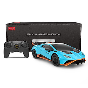 RASTAR by Lamborghini Huracan STO RC Car 1:24 Scale Remote Control Toy Car, R/C Model Vehicle for Kids Black RC - Blue