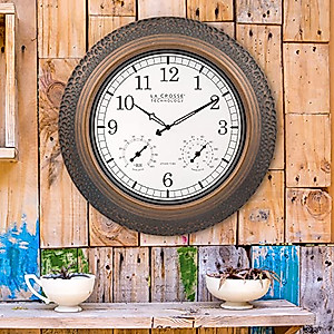 La Crosse Technology 433-3256A-INT 21-inch Bronze Indoor/Outdoor Atomic Analog Wall Clock