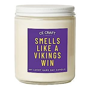 CE Craft - Smells Like A Vikings Win Candle - Football Themed Candle, Gift for Dad, Gift for Son, Dad Gift, Sports Themed Candle, Gift for Him (Vanilla Oak)