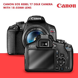 Canon T7 EOS Rebel DSLR Camera with EF-S 18-55mm f/3.5-5.6 is II Lens and Wide-Angle Lens Attachment + Battery Power Kit + 64GB SD Card Platinum Accessory Bundle