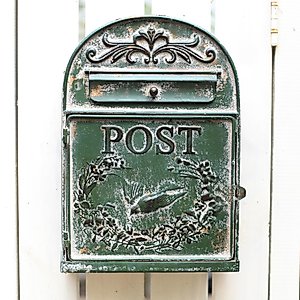 BIG FORTUNE Mailbox Wall Mount Mailboxes for Outside/Wall Mount Outside Mail Boxes Antique Style Vintage Mailbox Home Decor Metal Dark Green Vintage Rustic Mailbox Garden Outdoor Decoration…