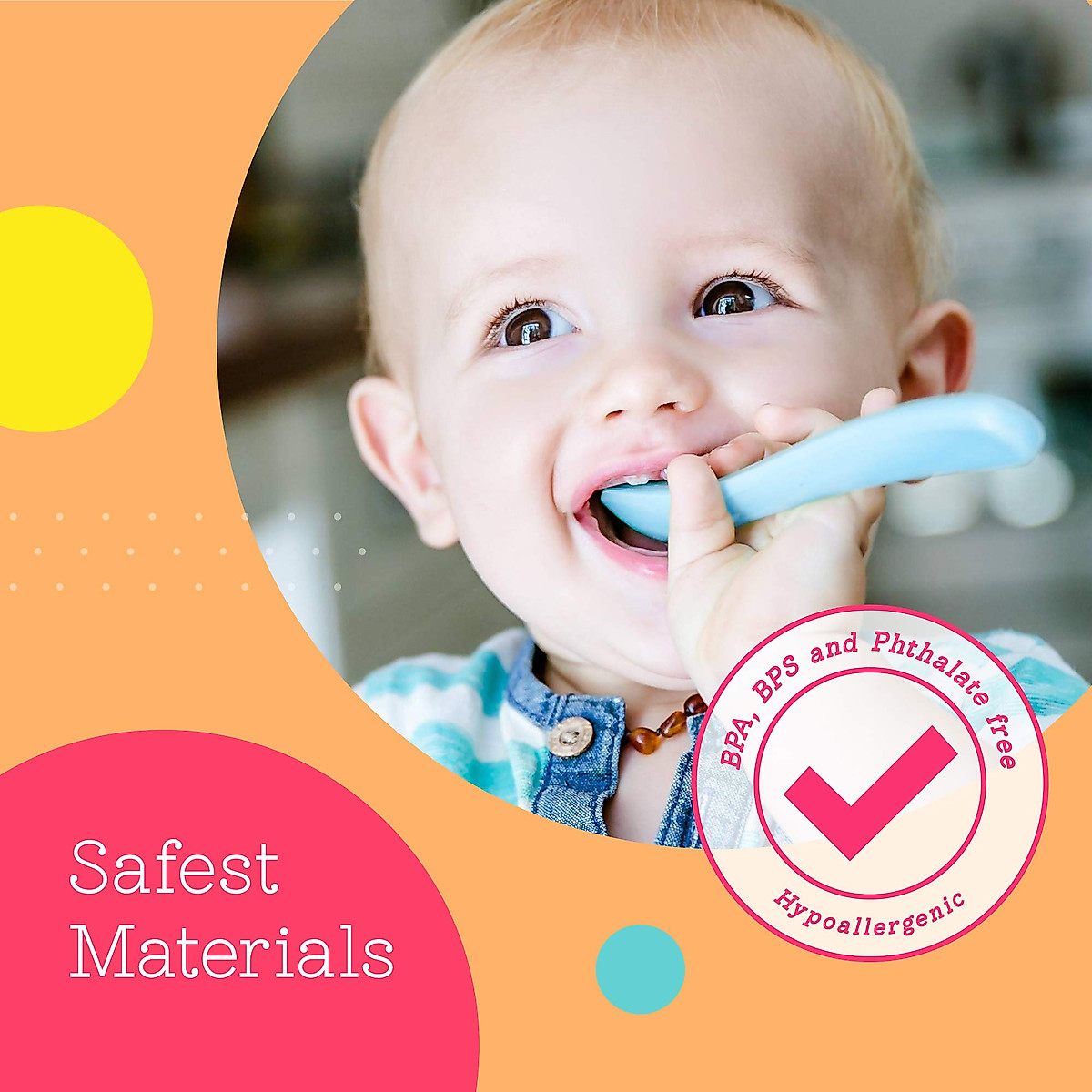 Spuni - Baby Spoon, Medical-Grade Soft Plastic Infant Feeder, Feeding Spoons for Babies (8 months+), Neon Green & Playful Pink, 2 Pack