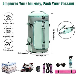 ACESAK Gym Bag for Women - Small Sports Duffle Bag with Shoes Compartment & Wet Pocket - 28L Gym Accessories Backpack Workout Bag Waterproof Carry On Rucksack Daypack