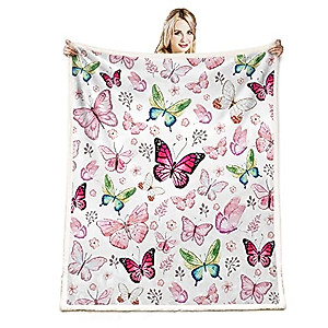 CYREKUD Butterfly Blanket,Butterfly Gifts for Women Birthday Throw Blanket,Butterfly Gifts for Girls Blanket,Pink Butterfly Blanket for Butterfly Lovers,Sofa Couch Beds Christmas Decor 50x60 Inches