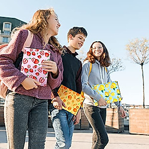 4 Pcs Book Sleeve for Book Lovers Orange Lemon Watermelon Strawberry Print Book Sleeve with Zipper Fruit Book Protector Pouch Washable Fabric Book Covers Paperback Book Pouch for Teen Adult Girls Gift