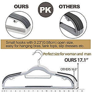 Edergoo Plastic Hangers, Hangers Non Slip 30 Pack, Non-staining Space Saving Hangers, 17.1 inches Coat Hangers Heavy Duty Hanging Dry Wet Clothes, Gray