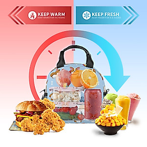 CEGGTDIR Insulated Reusable Lunch Bag with Adjustable Detachable Shoulder Strap, Durable Water-Proof Blue Corgi Lunch Box for Boys and Girls Portable Modern Tote Bag For School Picnic Travel