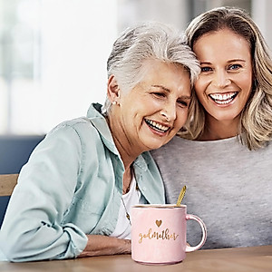 YHRJWN - Godmother Gift, Godmother Coffee Mug, Godmother Gifts from Godchild, Birthday Christmas Godmother Gifts for Women, Godmother Proposal Gifts, Pink Marble Mug 12 Oz with Gift Box