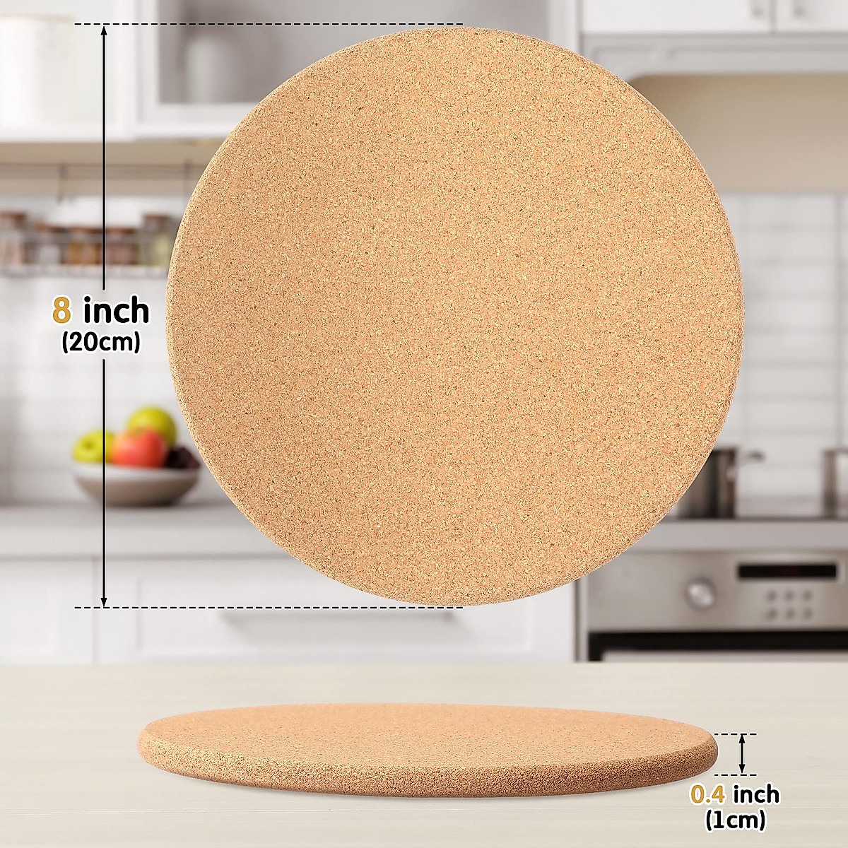16 Pack Cork Trivet 8 Inch Cork Coaster Thick Cork Trivets for Hot Dishes and Hot Pots Heat Resistant Multifunctional Cork Board Hot Pads for Table Countertop
