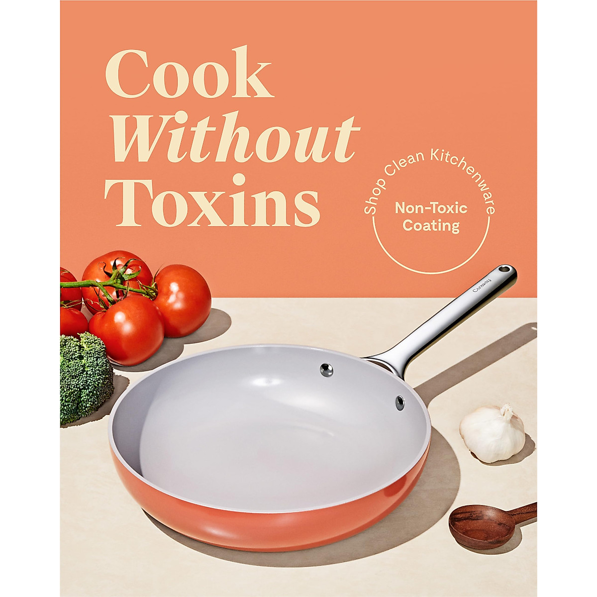 Caraway Fry Pan Trio - Non-Stick Frying Pans (10.5” & 8”) & Non-Stick Saute Pan - Non Toxic, PTFE & PFOA Free - Oven Safe & Compatible with All Stovetops (Gas, Electric & Induction) - Perracotta