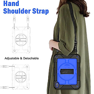 BMOUO Case for iPad (A16) 11th Generation 11" 2025/iPad 10th Generation 10.9 inch 2022, 360 Rotating Stand & Pencil Holder & Hand & Shoulder Strap Shockproof iPad 11th/10th Generation Case, Deep Blue