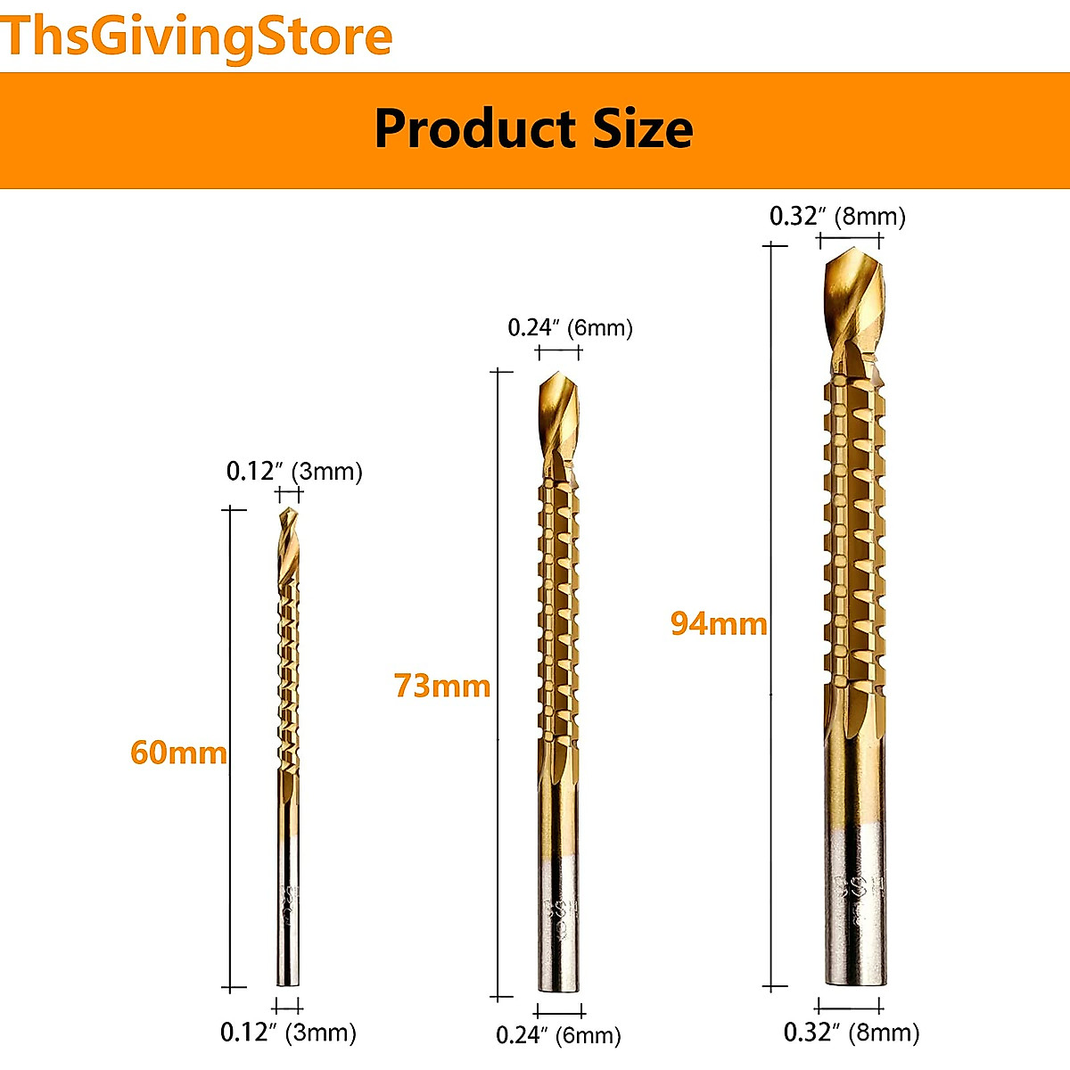 6 Pcs Titanium Coated Step Drill Bits Set, 3 Sizes of Step Drill Bits and 3 Sizes of Twist Drill Bits, High Speed Steel Drill Bits Set for Metalworking, Woodworking Tools, Hole Drilling
