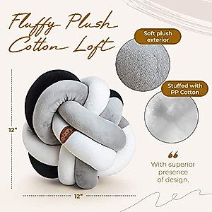 Silkpine Knot Pillow Ball, Knot Pillows Decorative Throw Pillows 12" x 12" Large Plush Knot Cushion - Round Plush Pillows for Bedroom, Couch & Sofa Decor - Handmade Knotted Sphere Pillow