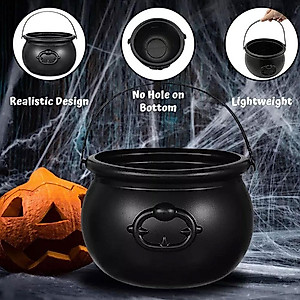 Generic Plastic Black Cauldron Kettle Halloween Candy Bowl, 2024 Large Witch Cauldron Pot Bucket for Halloween Decorations Trick or Treat Party Supplies