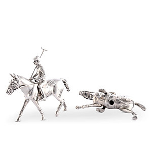 Vagabond House Pewter Polo Horse Player Salt & Pepper Shakers Set 5.75 inch Tall