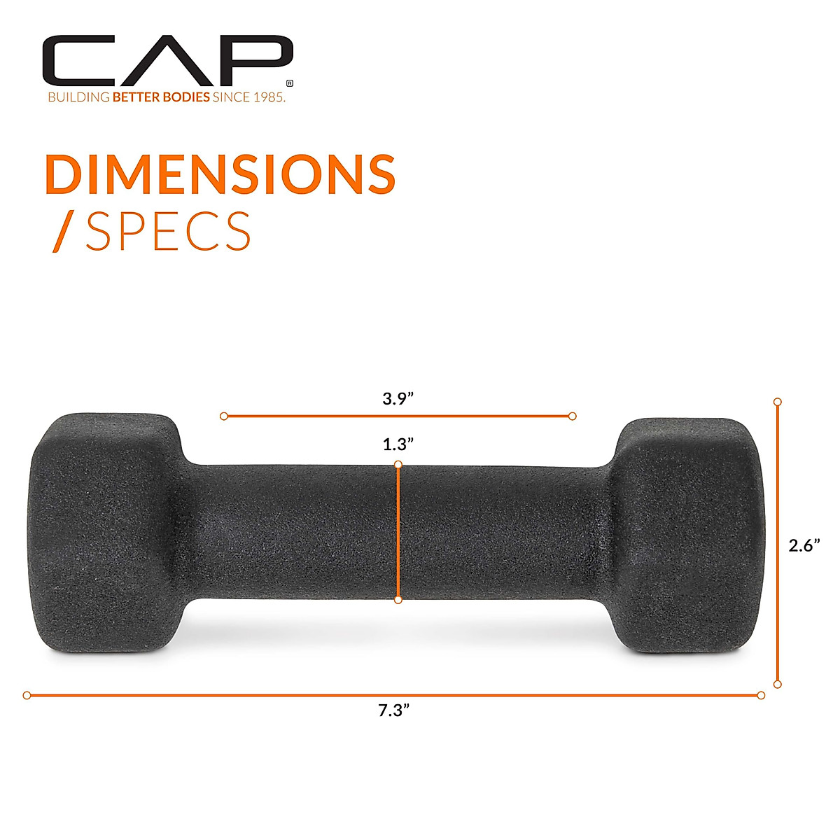 CAP Barbell Neoprene Dumbbell Weights, 5 lb Pair, Black