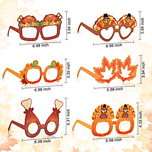 Fall Thanksgiving Party favors, 24 Pack Turkey Thanksgivings Glasses Photo Props Holiday Eyeglasses Frames Thanksgiving Accessories Gifts for Kids Adult Fall Thanksgiving Harvest Party Decorations