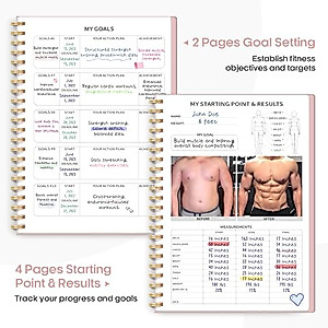 Fitness Workout Journal for Women & Men, A5(5.5" x 8.2") Workout Log Book Planner for Tracking, Progress, and Achieving Your Wellness Goals-Pink