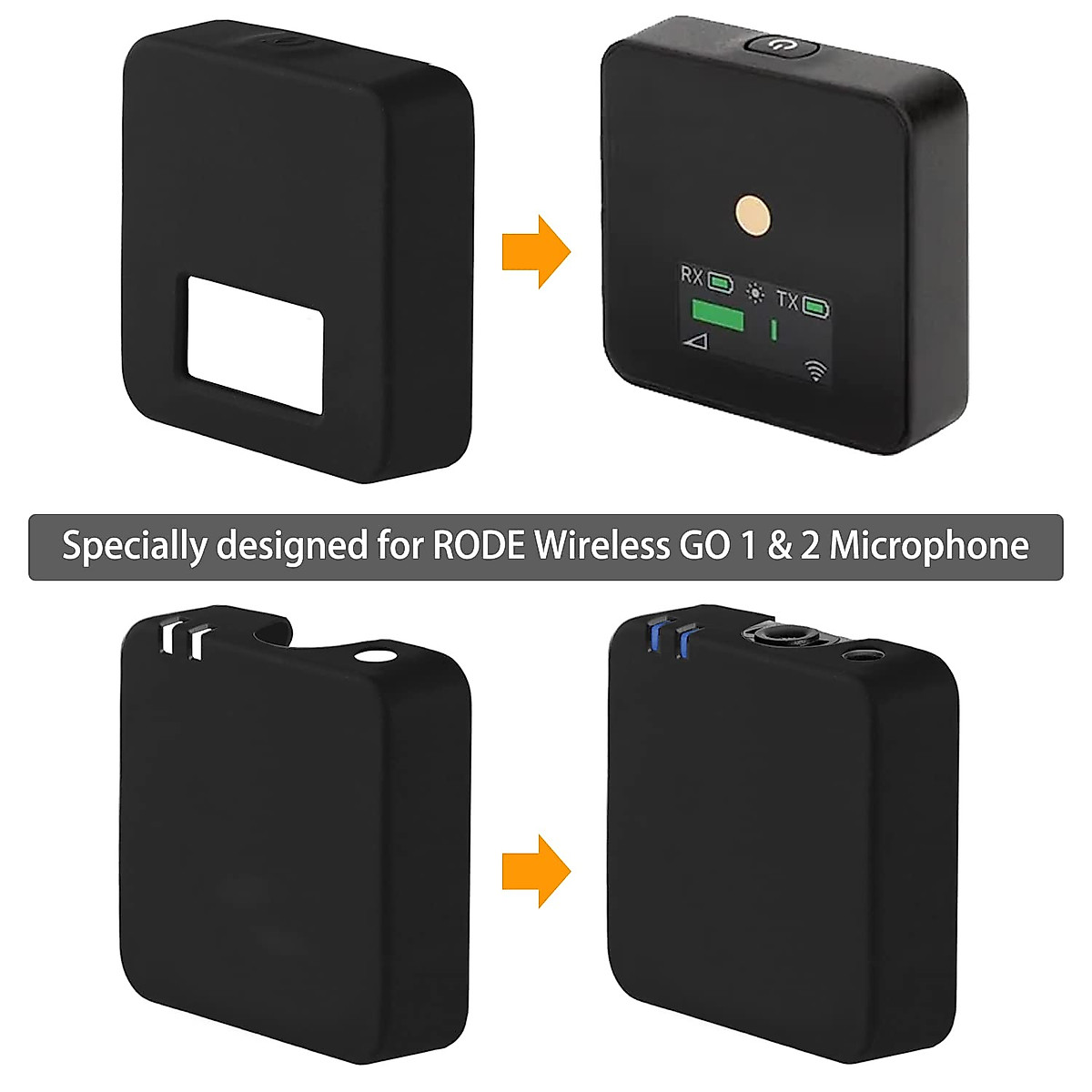 Silicone Protect Case for RODE Wireless GO I II Microphone, Mic Silicone Case Cover for RODE Wireless GO 1 & 2 Accessories Microphone System (Black)
