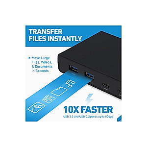 VisionTek VT4500 12in1 Docking Station Dual Monitor 4K – x2 HDMI, x2 DisplayPort, 60W USB-C PD, x4 USB-A 3.0, x2 5Gbps USB-C, 3.5mm Audio Jack, & Ethernet – Compatible with Laptop, PC, and MacBook