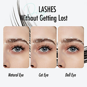 BEYELIAN Lash Clusters, 72 Pcs 10-16mm Individual Cluster Lashes False Eyelashes Extension Natural Look Reusable Glue Bonded Black Super Thin Band DIY Eyelash Extension (StyleC05 Mix Black Band)