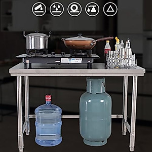 Single Level Stainless Steel Work Table Kitchen Prep Table Commercial Chopping Table Casework Stable Frame Work Table with Adjustable Legs Wide Application(100x40x80cm)
