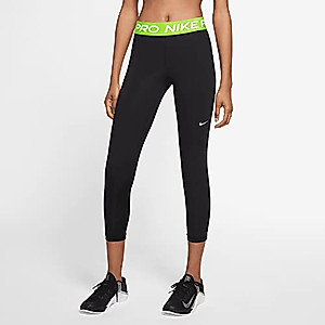Nike Pro 365 Women's Mid-Rise Crop Leggings, Black/Volt/White, X-Large