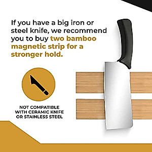 Poolrcfilters 16-Inch Magnetic Bamboo Knife Set Holder, Versatile Utensil Holder & Tool Organizer, Space-Saving Kitchen Organization Essential