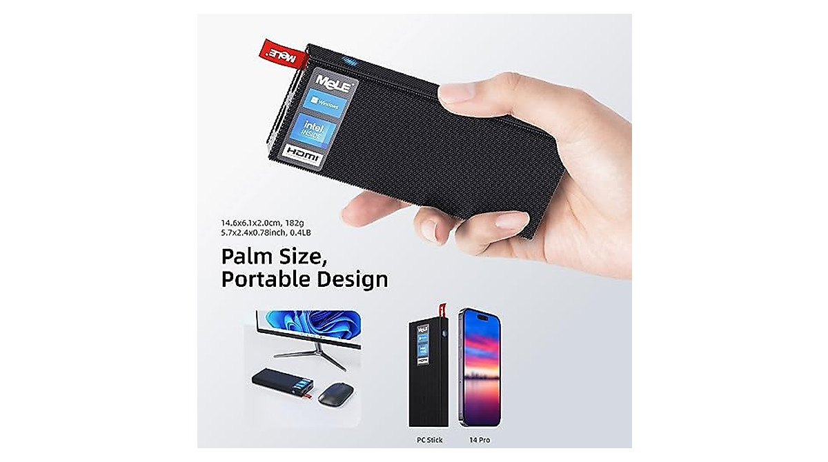 MeLE PCG02 Pro Mini PC Stick with Dual 4K HDMI WiFi6 USB-C Windows 11