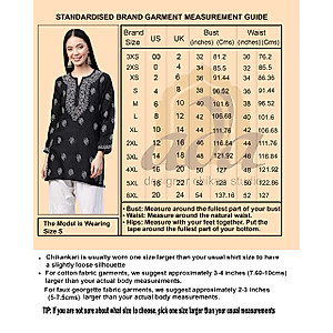 Ada Indian Hand Embroidered Chikankari White Cotton Top Tunic Kurti Shirt for Women A208704 (X-Small)