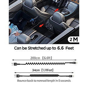 [Apple MFi Certified] iPhone Fast Car Charger, 2Pack Coiled Lightning Cable for Car and 4.8A/24W Dual Port USB Car Charger Adapter Quick Charging Compatible with iPhone 14/13/12/11Pro Max/X/XS/XR/8/7