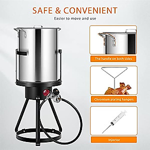 VIVOHOME 30 Qt. Aluminum Turkey Deep Fryer Pot with Injector Thermometer Kit and 54, 000 BTU Outdoor Propane Stove Burner Stand for 20 Lbs Turkey