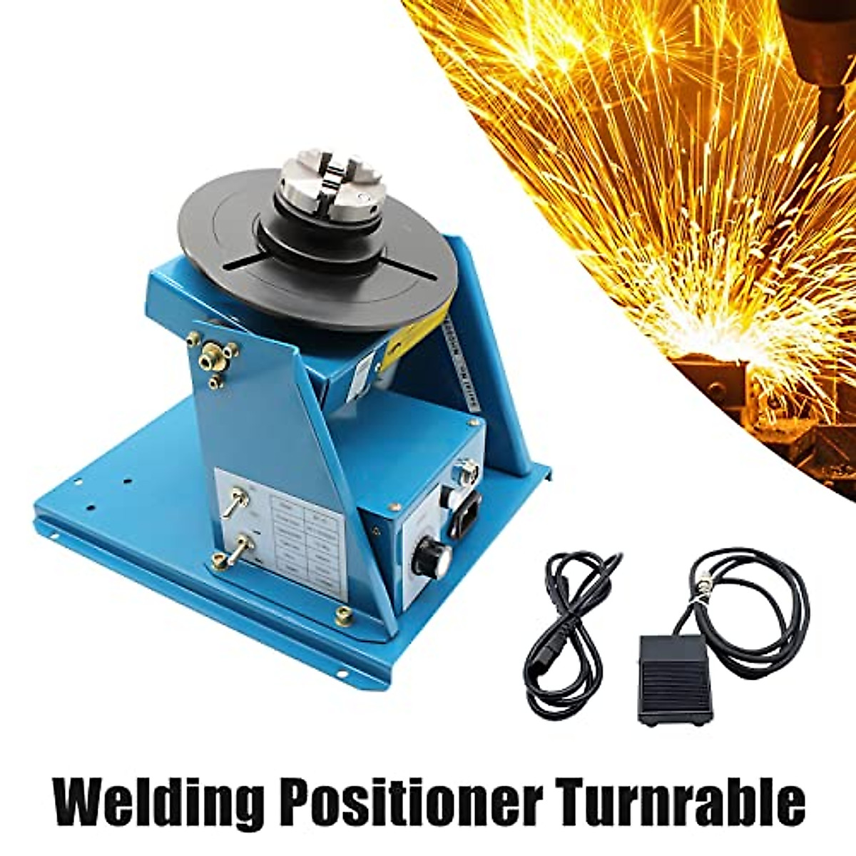 110V 50Hz Rotary Welding Positioner Turntable Table, 10Kg Horizontal Loading Capacity Welder Positioning Turntable, 0-90° Table Turning Angle Welding Positioner Turntable Machine
