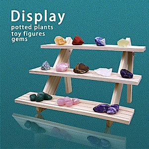 Auroal 3 Tier Earring Display Stands For Selling, Retail Display Riser Earring, Ring Holder Stand, Removable Countertop Small Merchandise Display Stand, for Figures,Cupcake, Photo (Wood color)