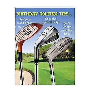 The Best Card Company - 1 Large Birthday Card with Envelope (8.5 x 11 Inch) - Fun Wordy Celebration Card for Birthdays - Golfing Tips J9002BDG