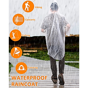 JaGely 120 Pack Disposable Rain Ponchos for Adults Bulk Emergency Travel Essential Family Pack Operation Raincoat with Hood(Clear)