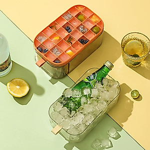 2Pcs Ice Cube Tray for Freezer, Silicone Ice Cube Tray with Lid and Bin, 32 Ice Cube Molds, Easy Release for Drink, Cocktails, Whiskey (Color : Blue)